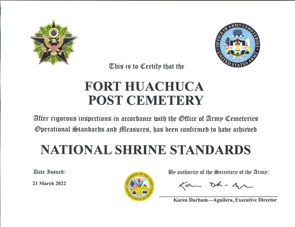 Fort Huachuca Post Cemetery Recognized for Achieving National Shrine ...